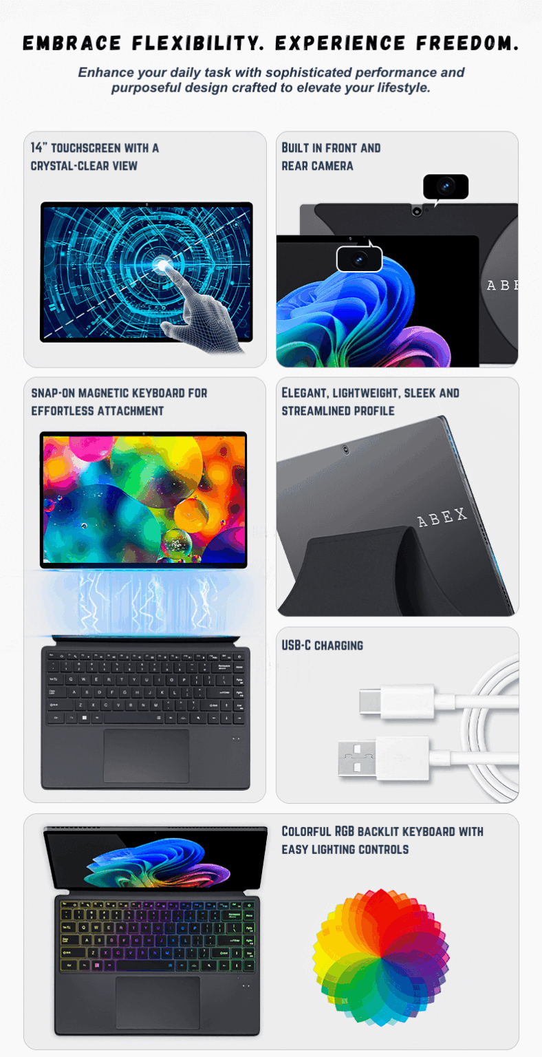 ABEX Tab 14T Touch | 2-IN-1 Laptop | Intel N100